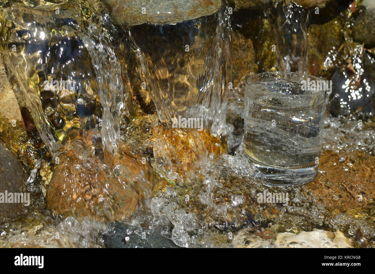 Glass of pure water in a fast flow of a stream Stock Photo - Alamy
