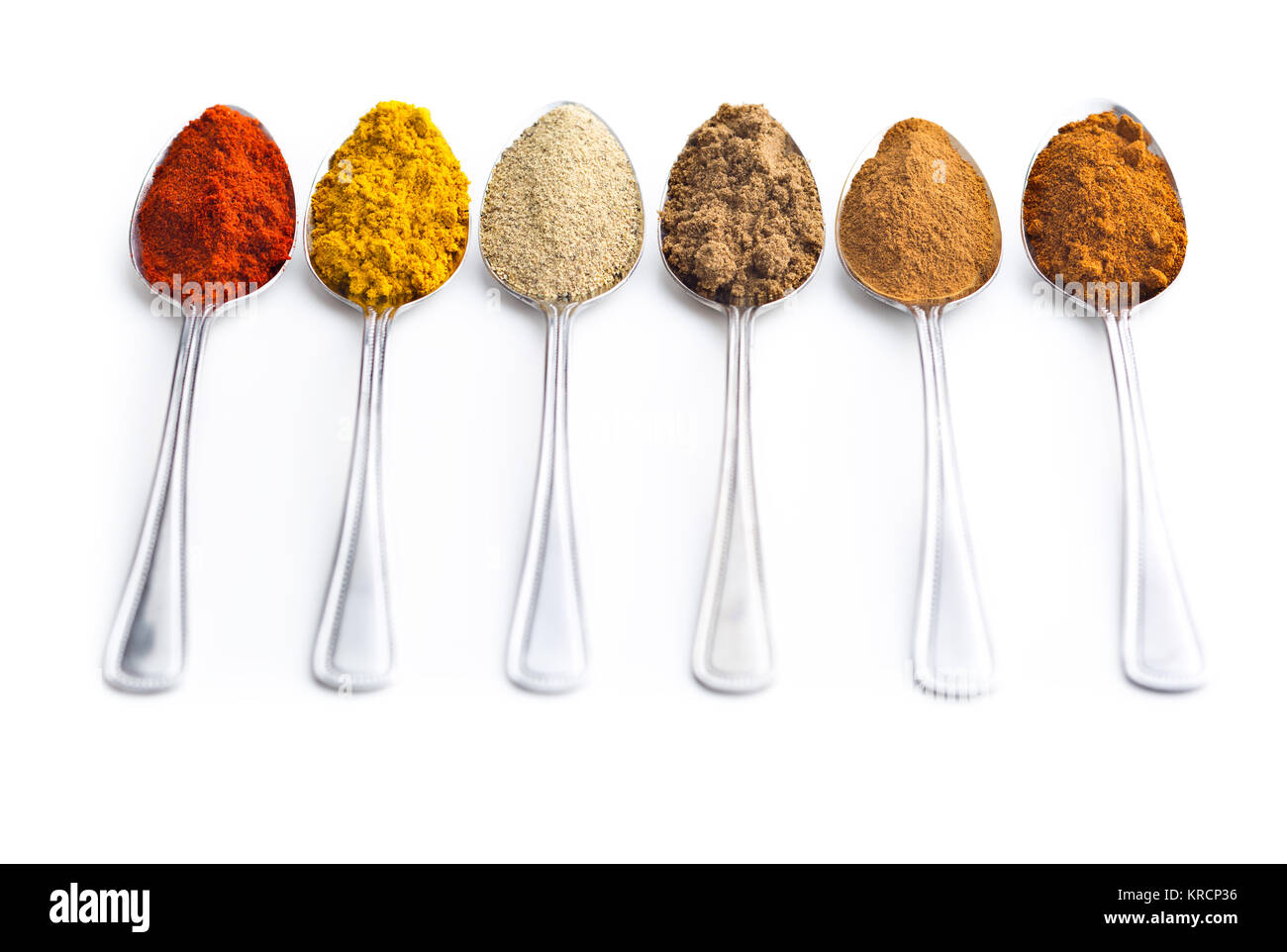 Various spices in spoons Stock Photo - Alamy