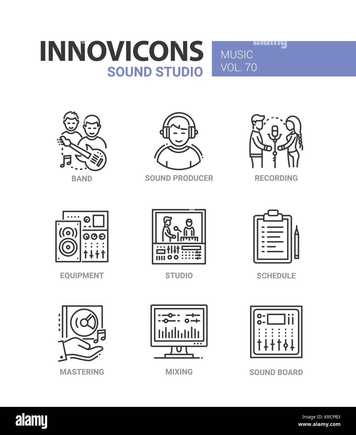 Sound studio - line design icons set Stock Vector Image & Art - Alamy