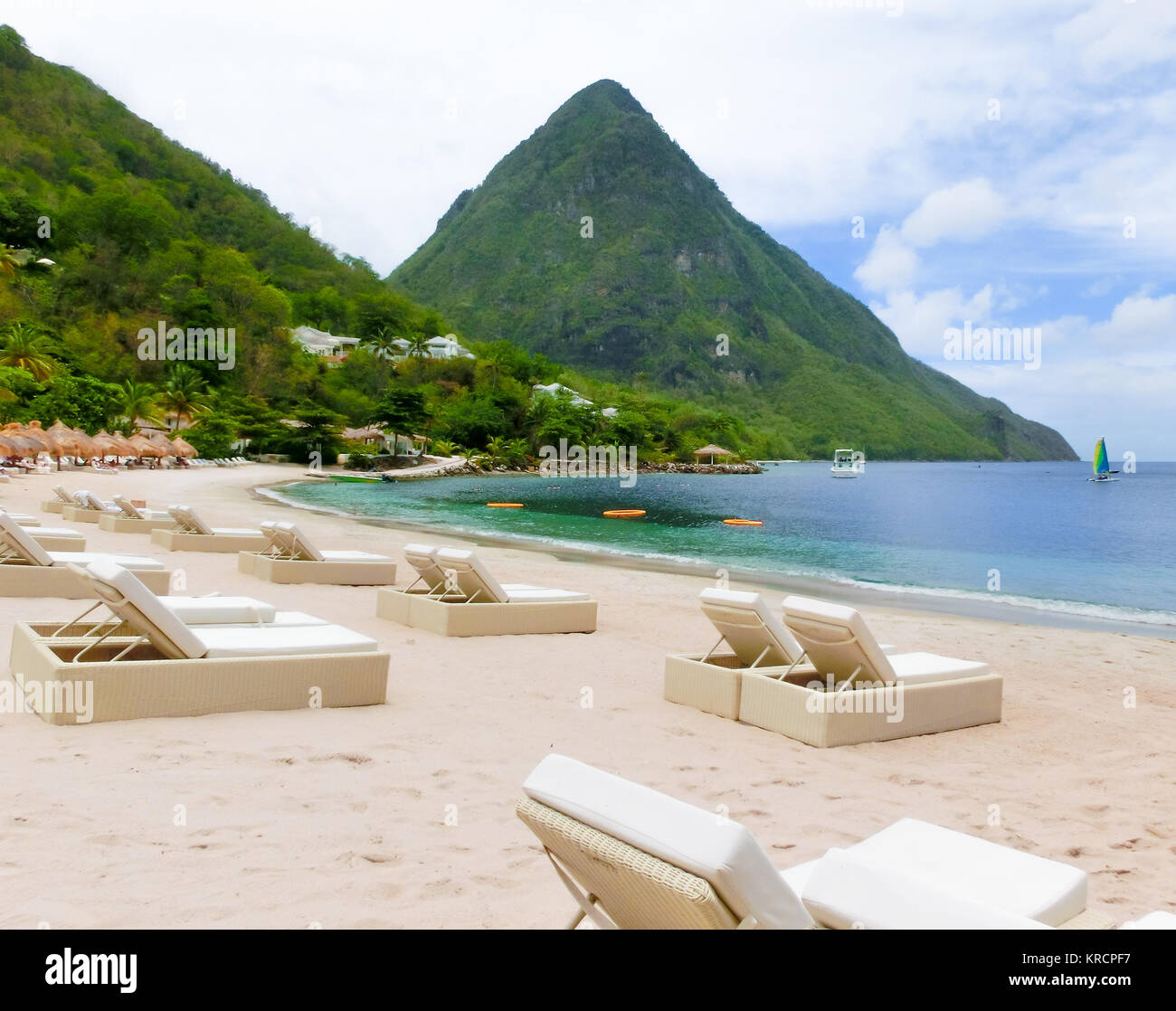 Beautiful white beach in Saint Lucia, Caribbean Islands Stock Photo - Alamy