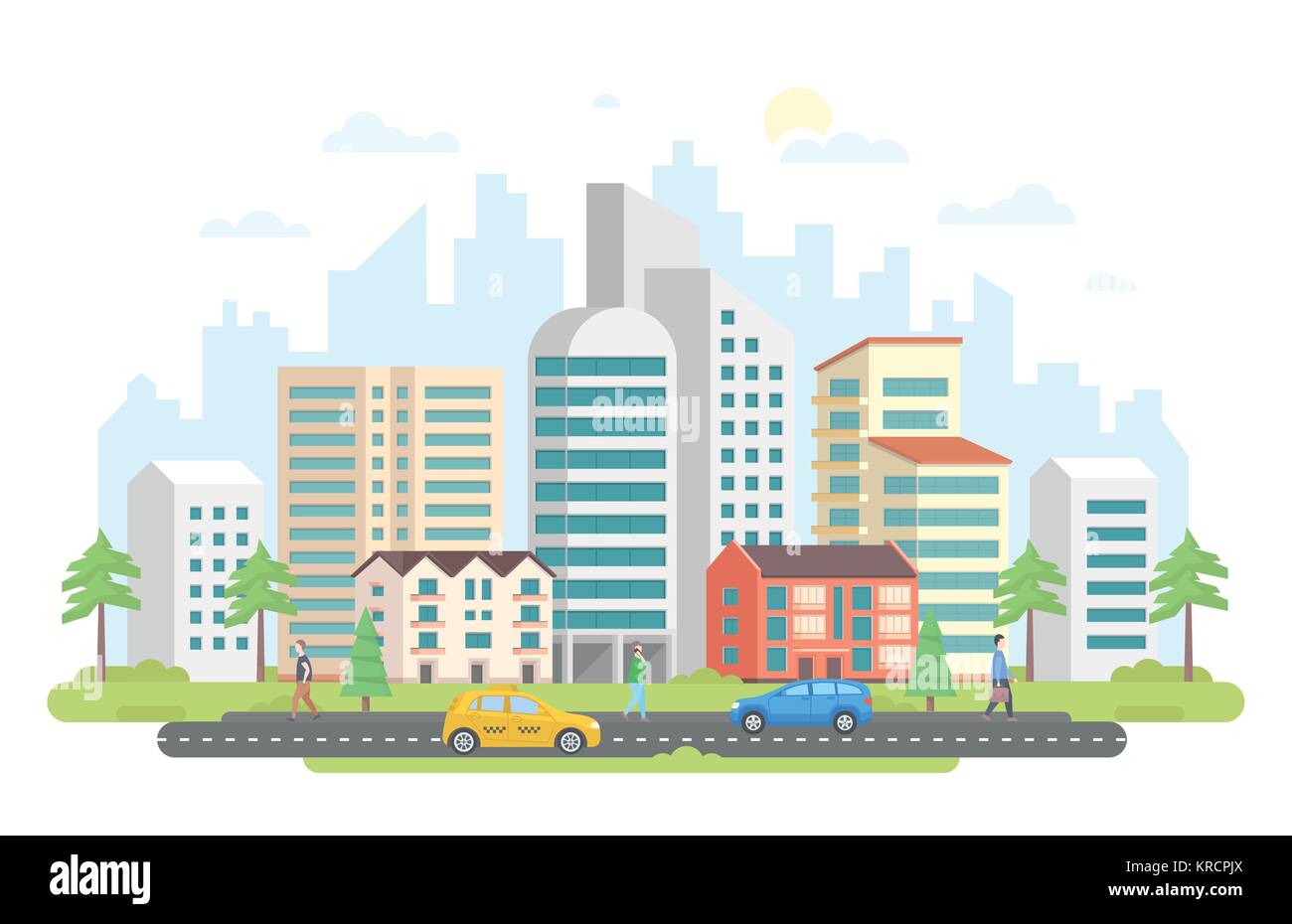 Streetscape - modern colorful flat design style vector illustration Stock Vector Image & Art - Alamy