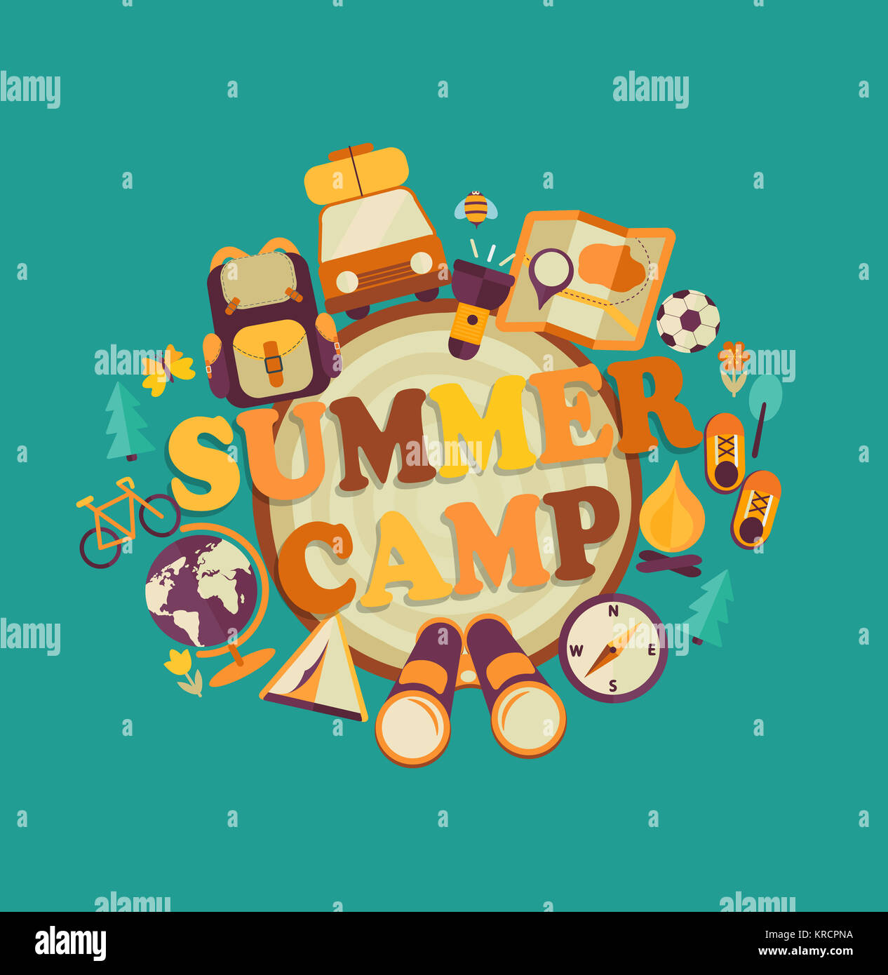 Summer camp, vector Stock Photo - Alamy