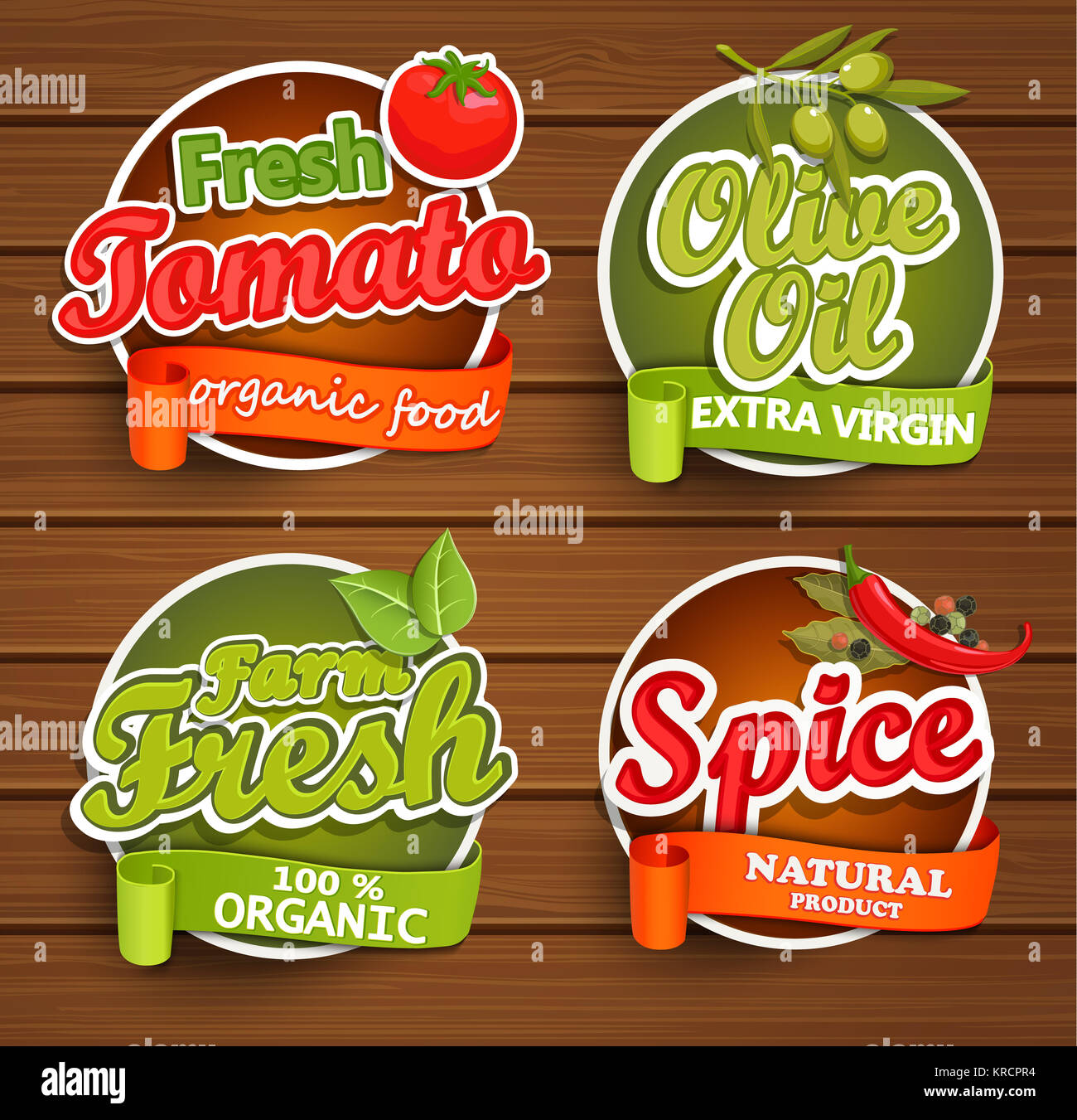 Farm fresh, organic food label Stock Photo - Alamy