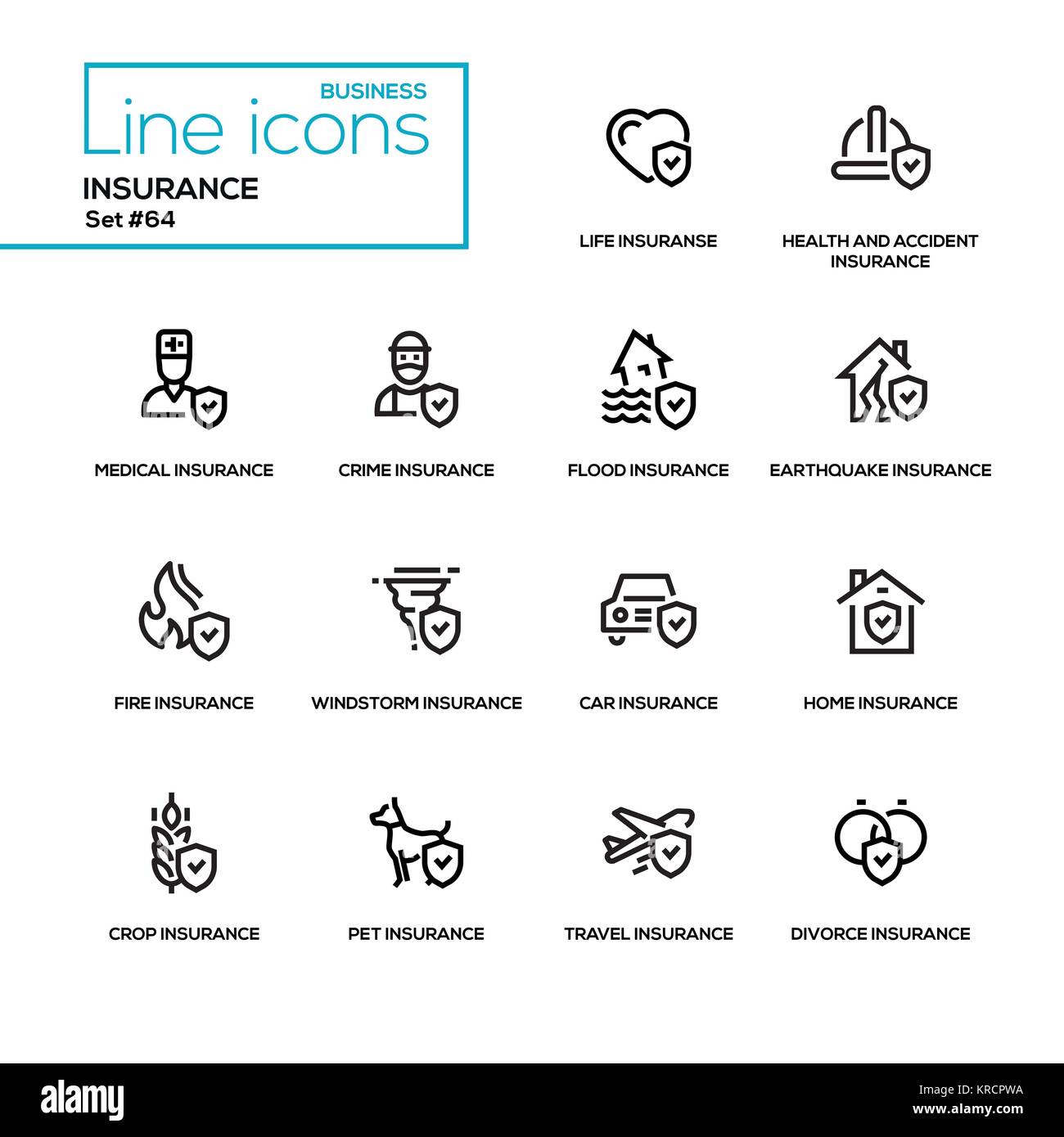Insurance concept - line design icons set Stock Vector Image & Art - Alamy Insurance concept - line design icons set Stock Vector Image & Art - Alamy