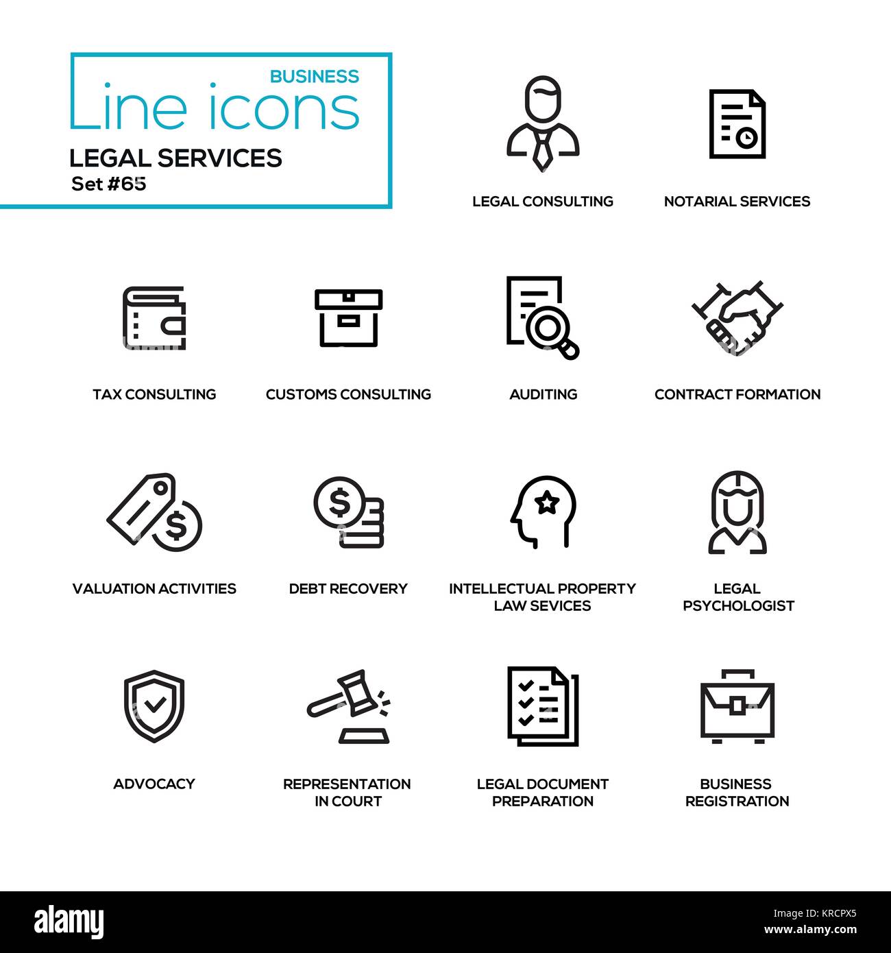 Legal Services Line Design Icons Set Stock Vector Image And Art Alamy