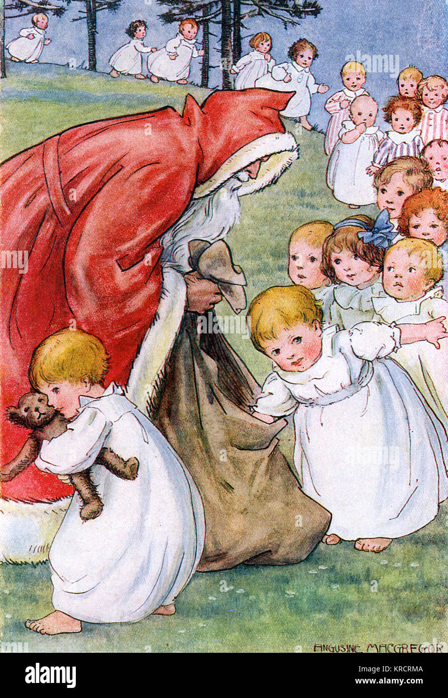 Father Christmas delivering Xmas presents Stock Photo - Alamy