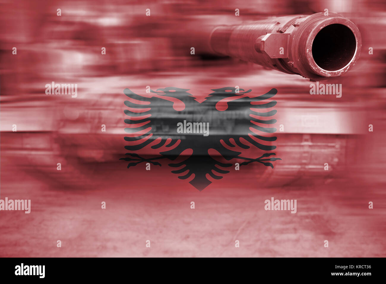 military strength theme, motion blur tank with flag Albania Stock Photo ...