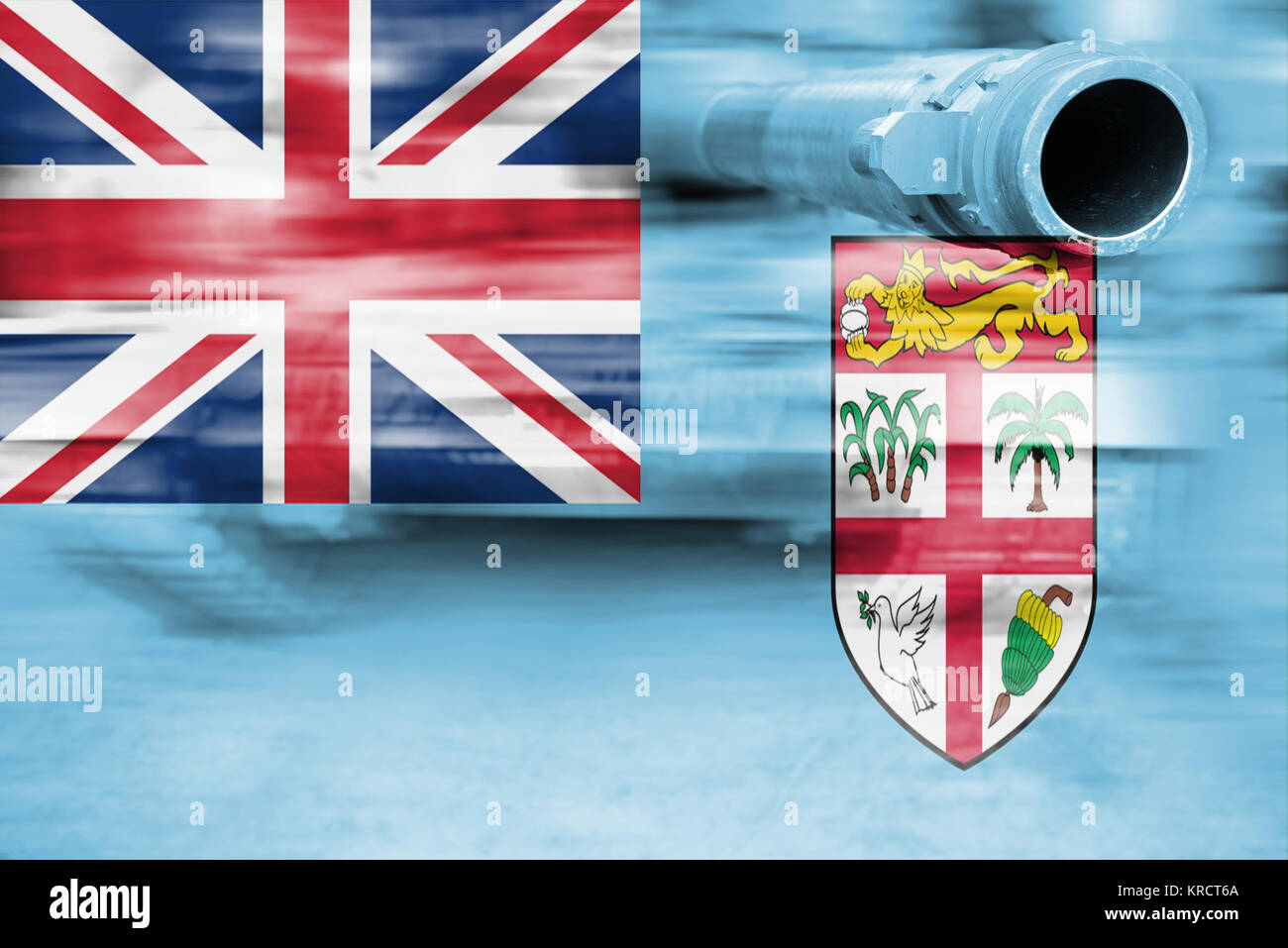 military strength theme, motion blur tank with Fiji flag Stock Photo ...