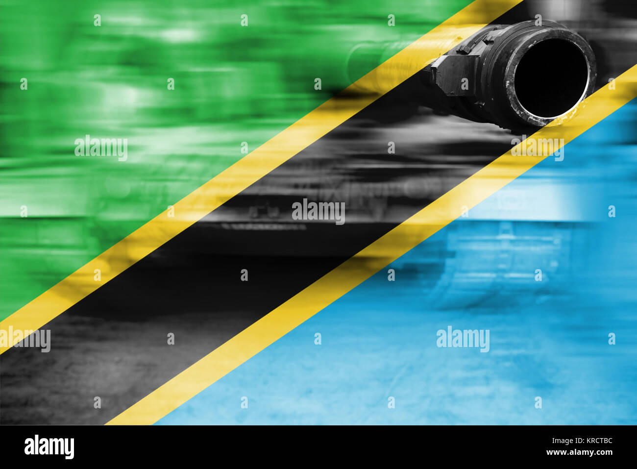 military strength theme, motion blur tank with Tanzania flag Stock ...