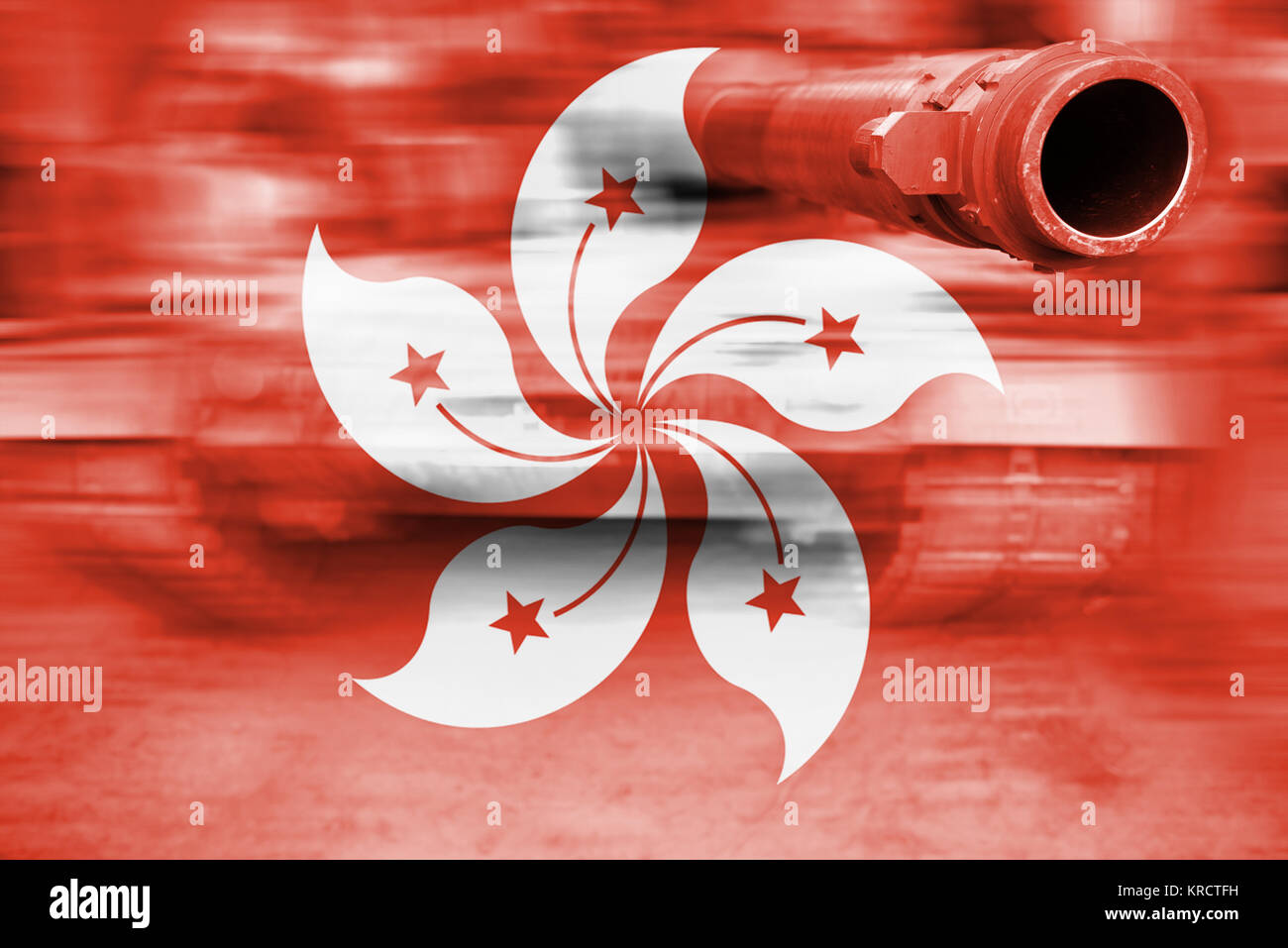 military strength theme, motion blur tank with Hong Kong flag Stock ...
