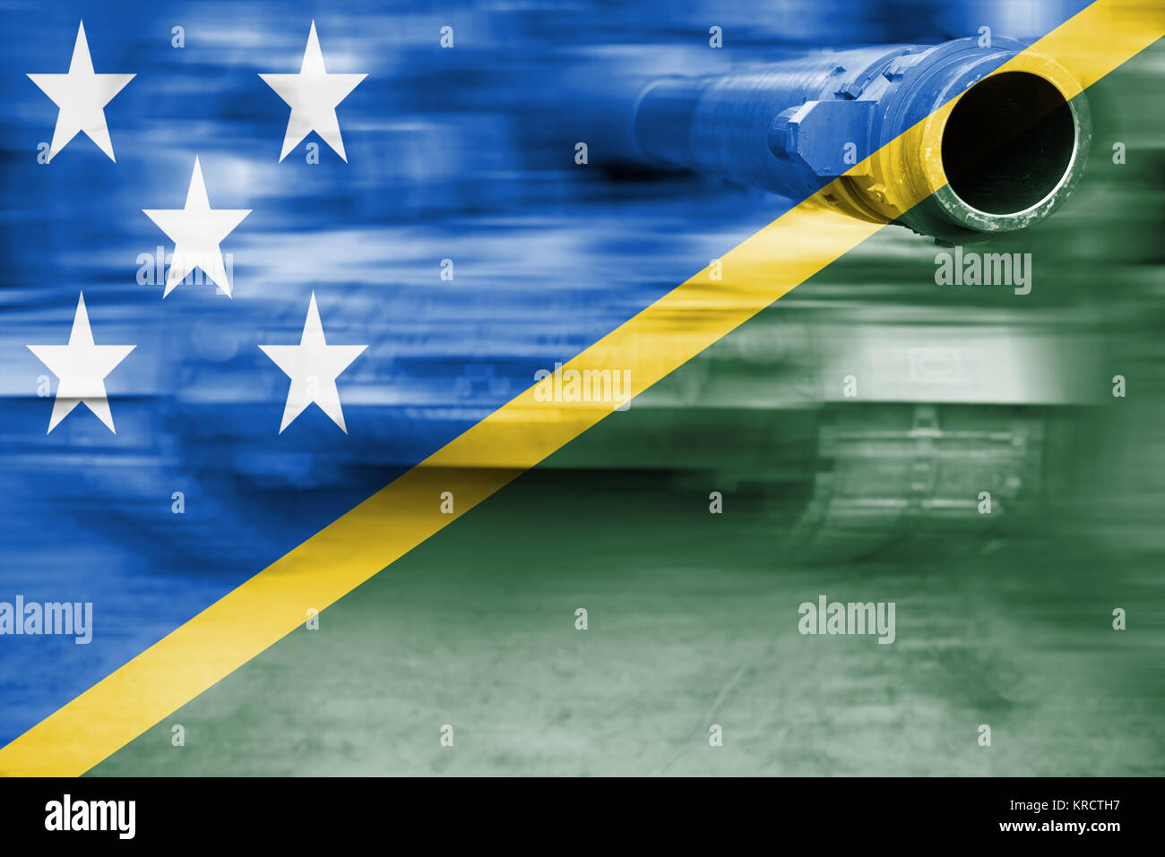 military strength theme, motion blur tank with Solomon Islands flag ...