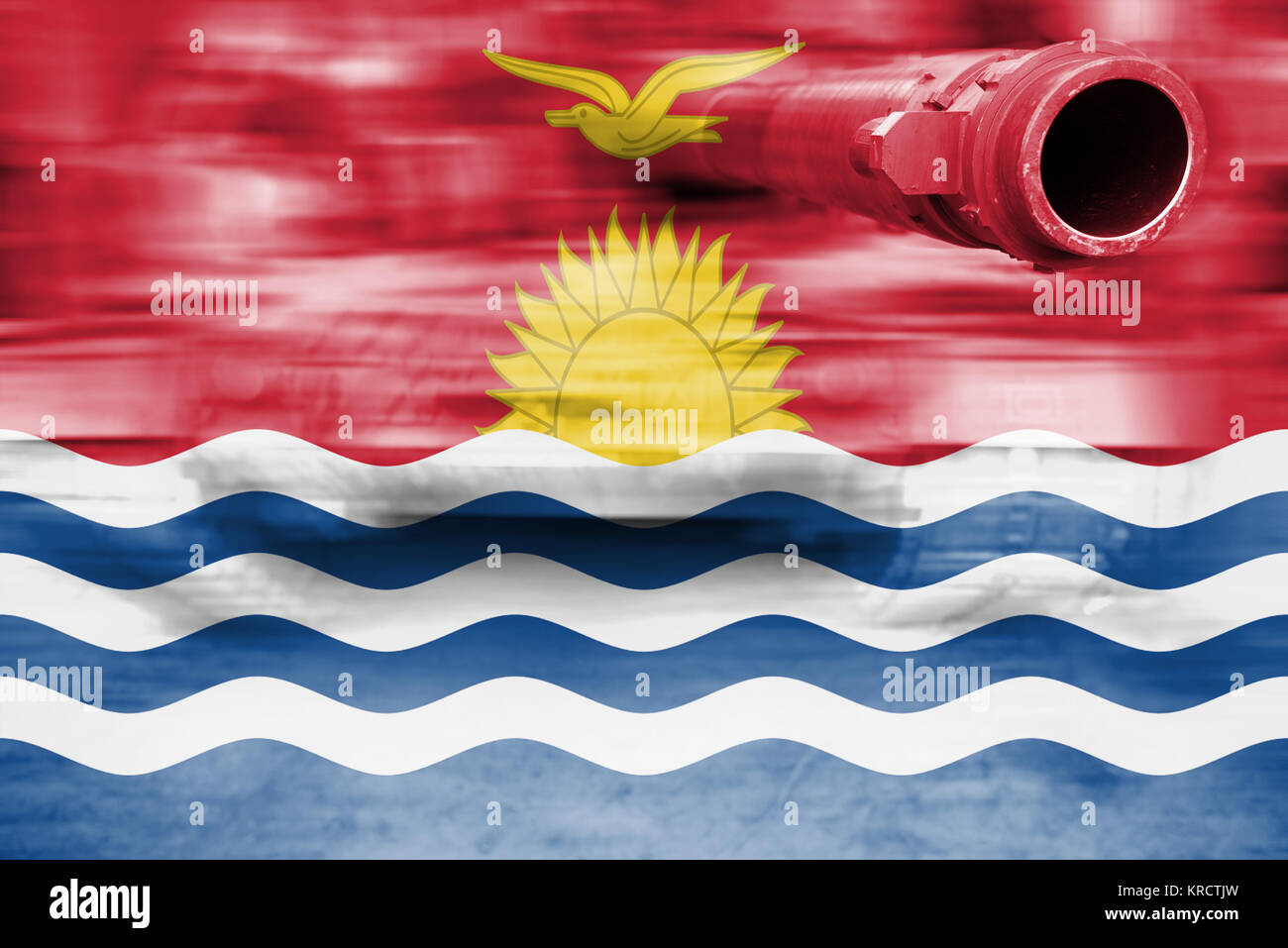 military strength theme, motion blur tank with Kiribati flag Stock ...