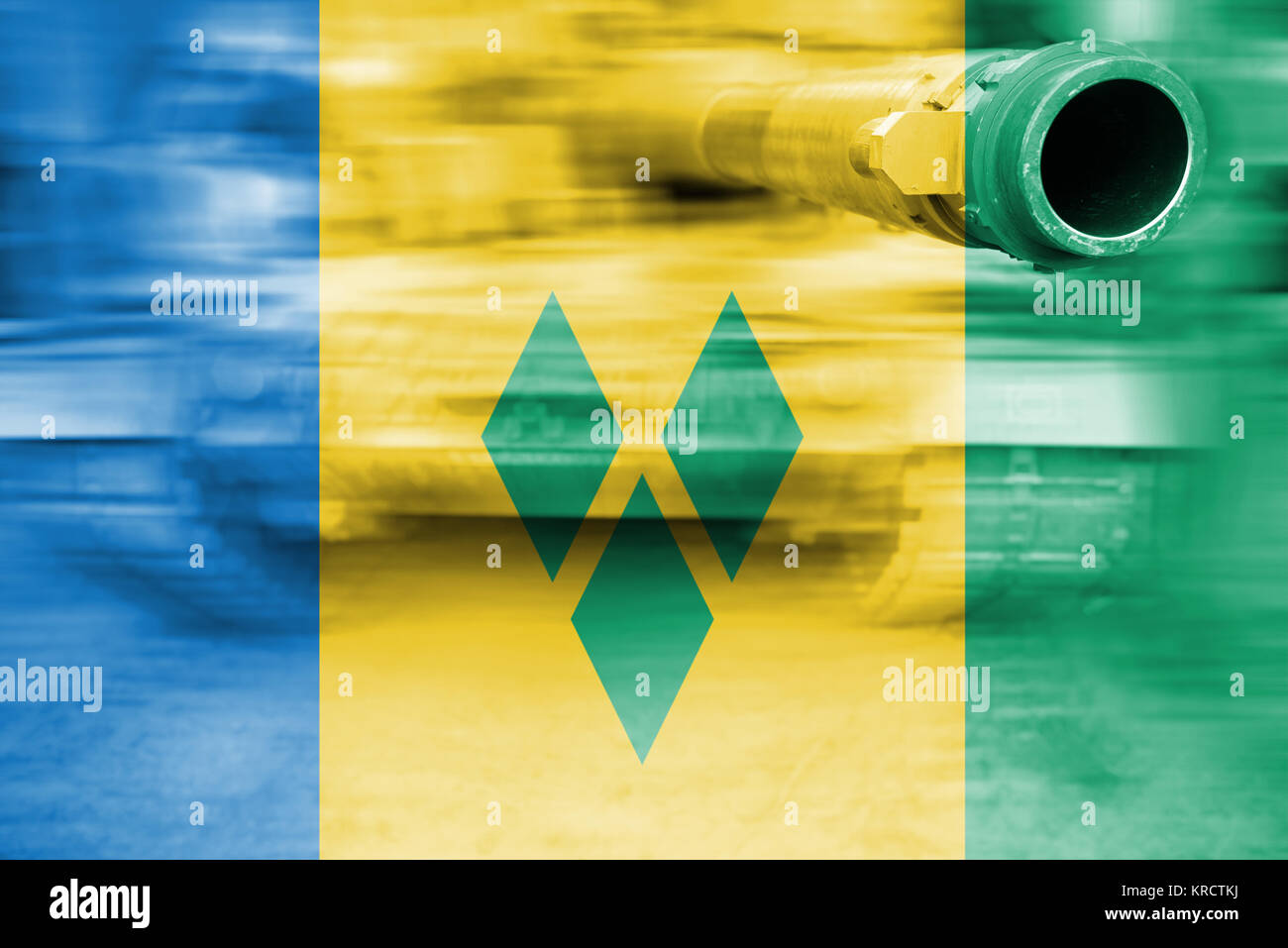 military strength theme, motion blur tank with St Vinc & Grenadines ...