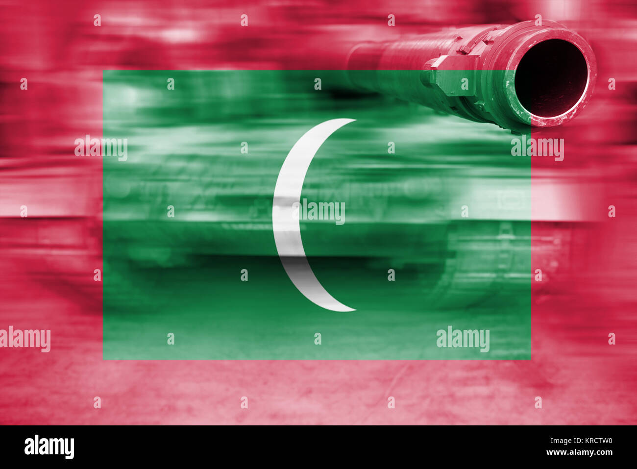 military strength theme, motion blur tank with Maldives flag Stock ...