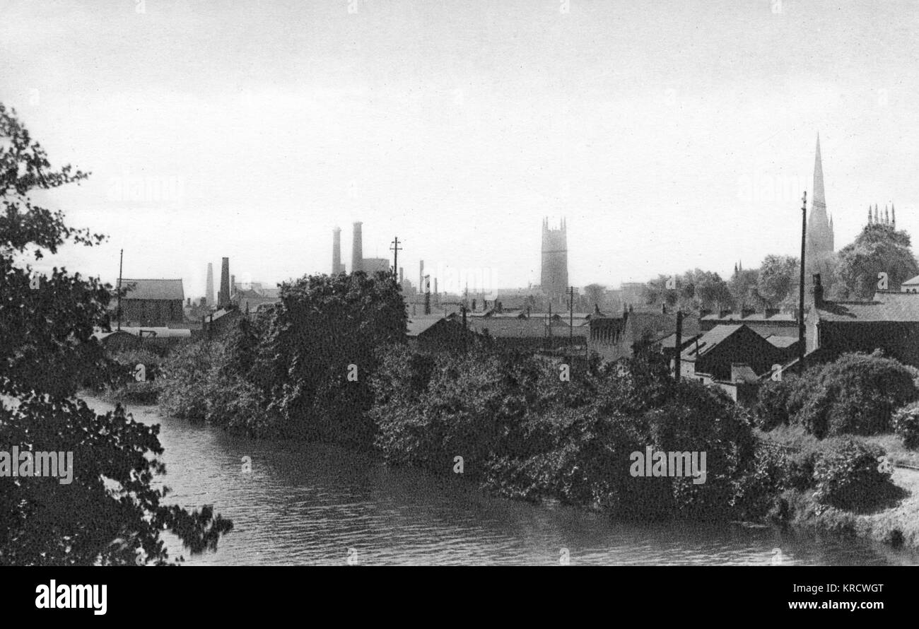 View of Derby from across the River Derwent Stock Photo - Alamy