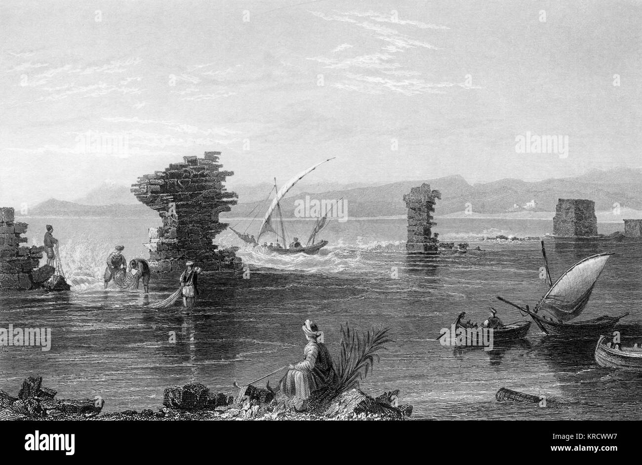 LEBANON/TYRE PORT 1847 Stock Photo - Alamy