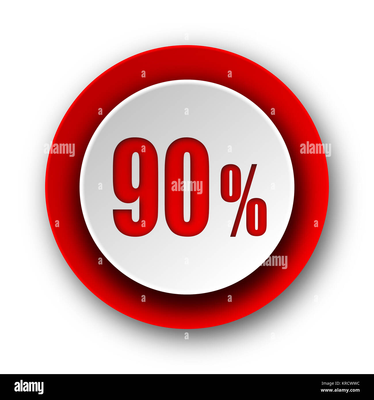 90 percent red modern web icon on white background Stock Photo - Alamy