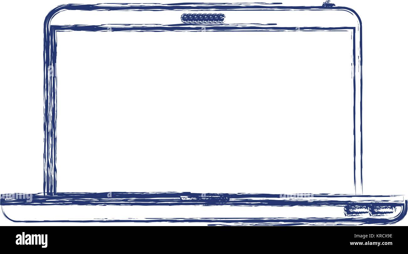 laptop computer front view in dark blue blurred silhouette Stock Vector ...