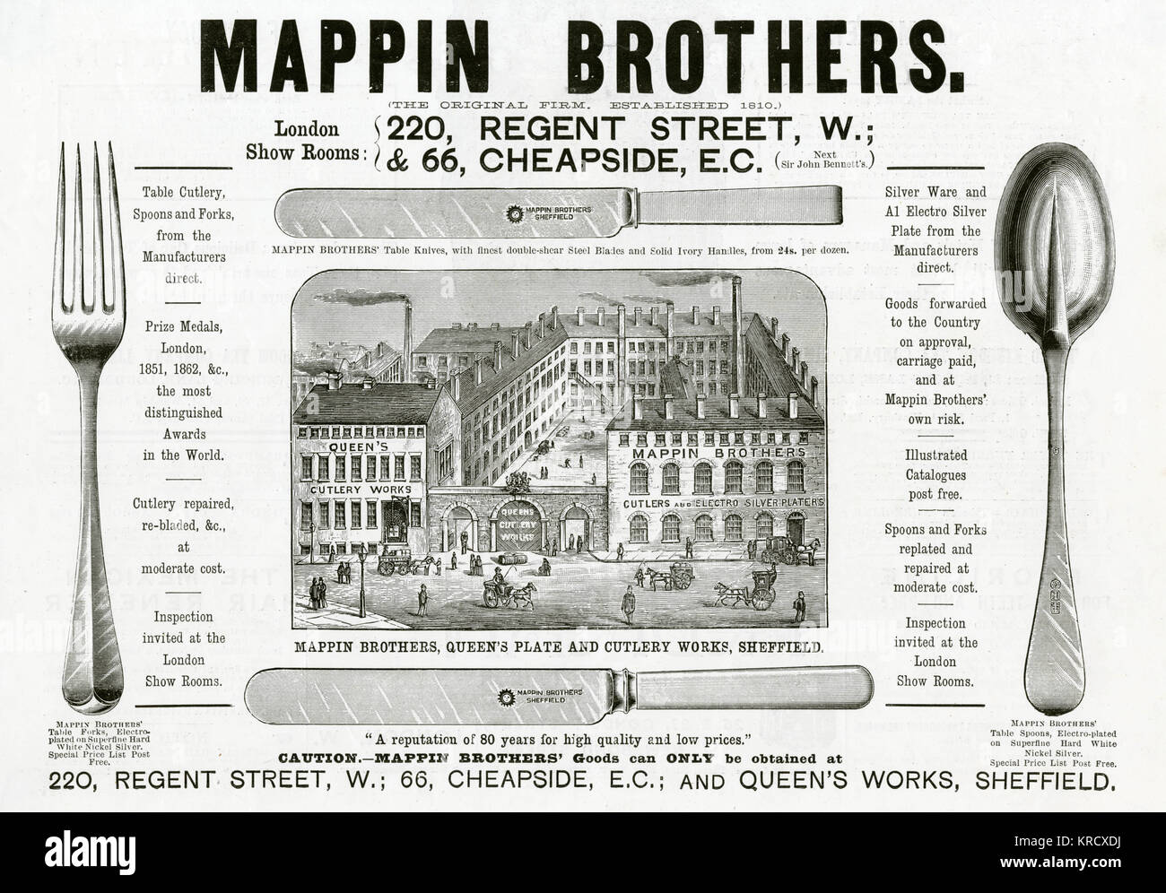 Advert for Mappin & Brothers cutlery 1891 Stock Photo - Alamy