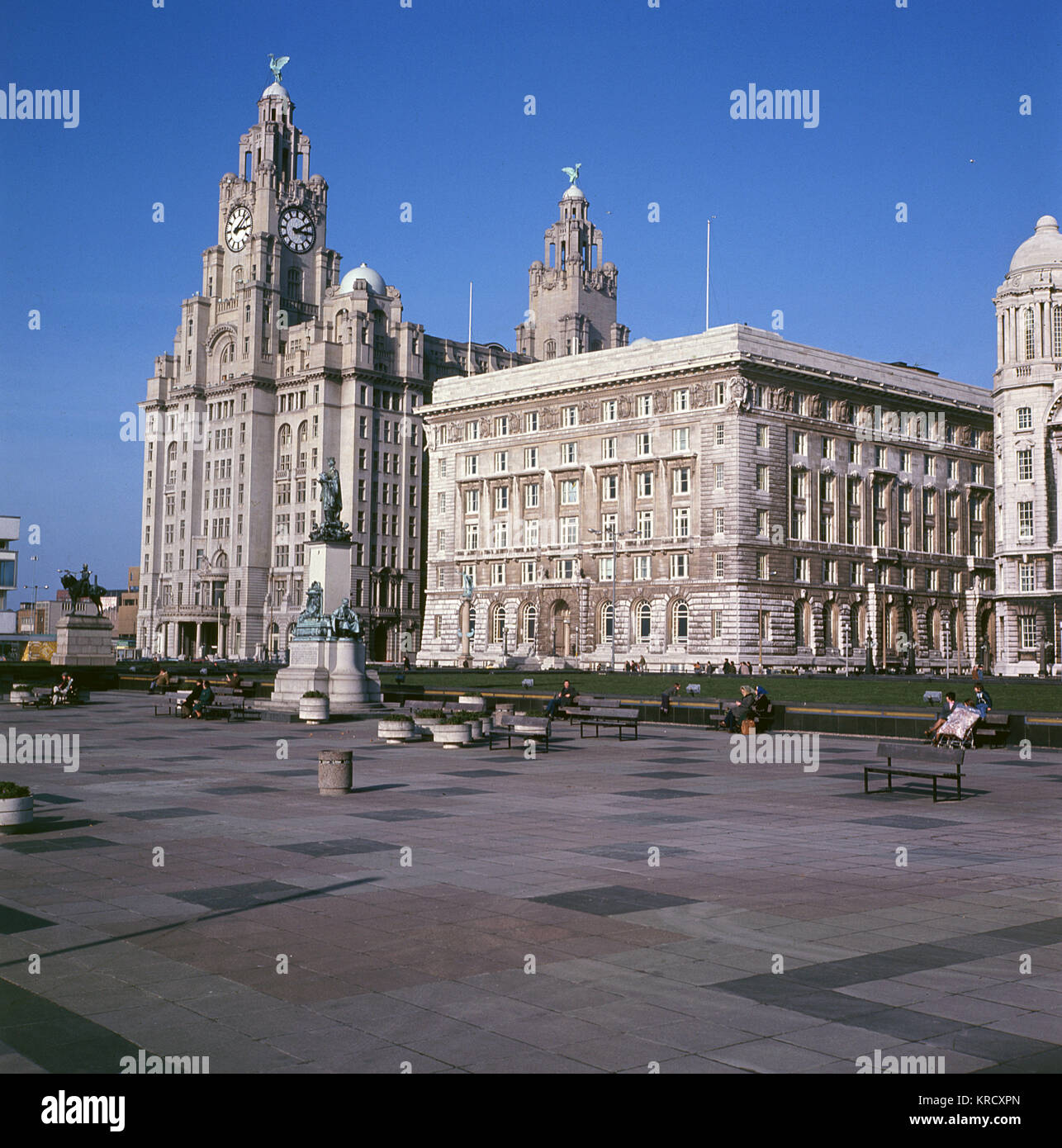 The Liver Building and Custom House, beside the River Mersey, Liverpool ...