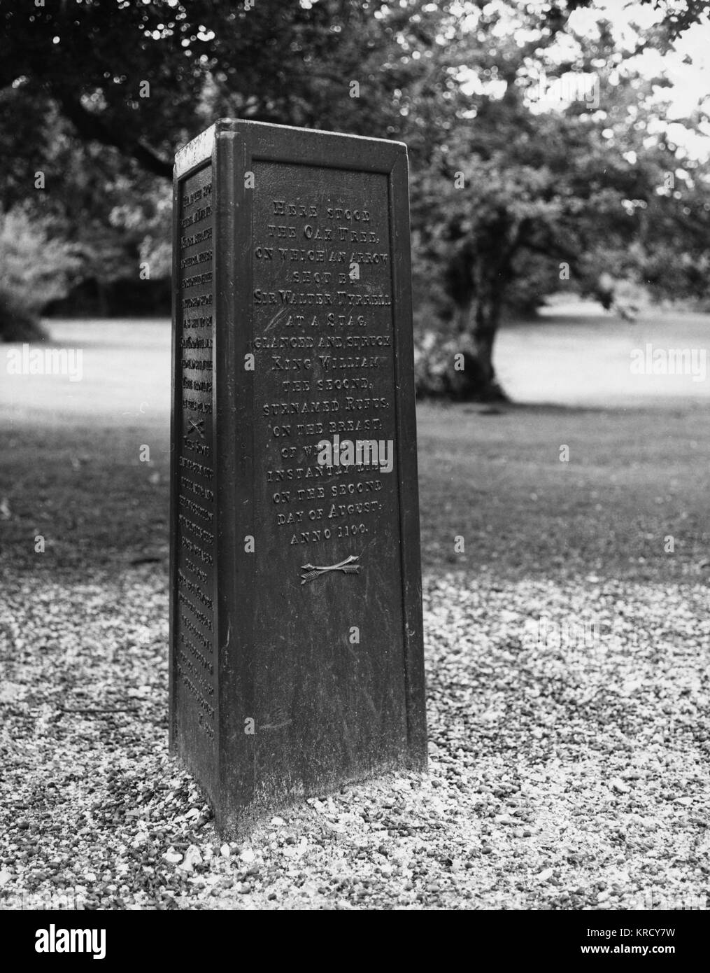 The Rufus Stone, New Forest, Hampshire, England, marking the spot where ...