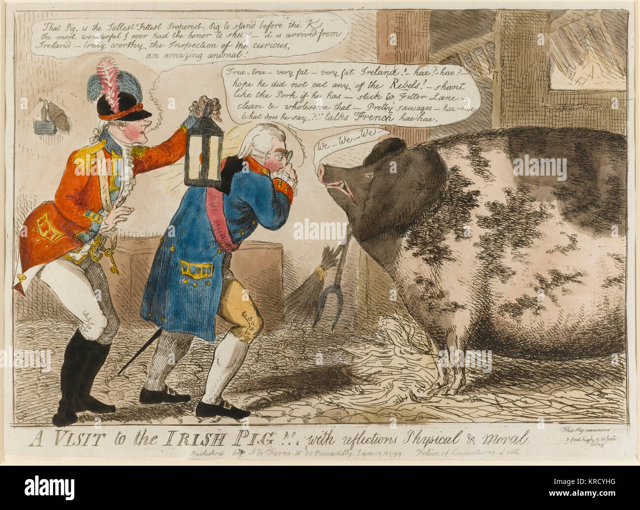 Satirical cartoon, A Visit to the Irish Pig! Stock Photo - Alamy