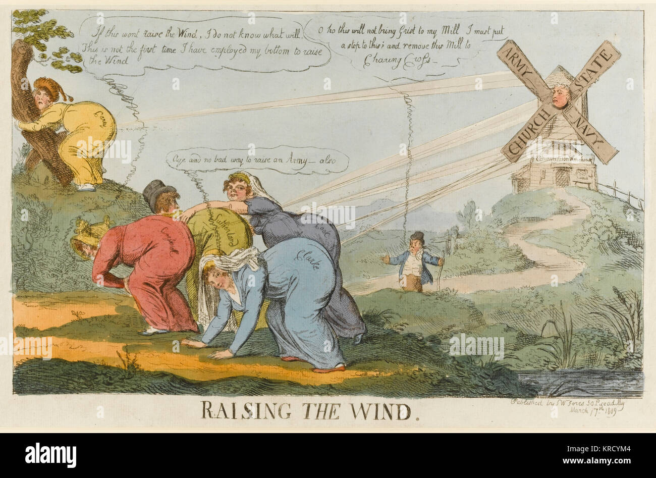 Satirical cartoon, Raising the Wind Stock Photo - Alamy