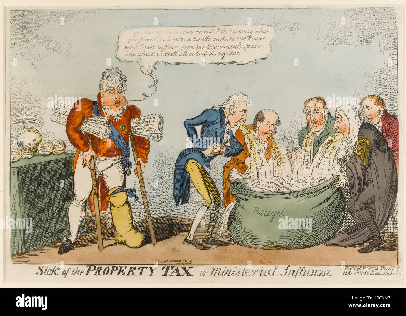 Satirical cartoon, Sick of the Property Tax Stock Photo - Alamy