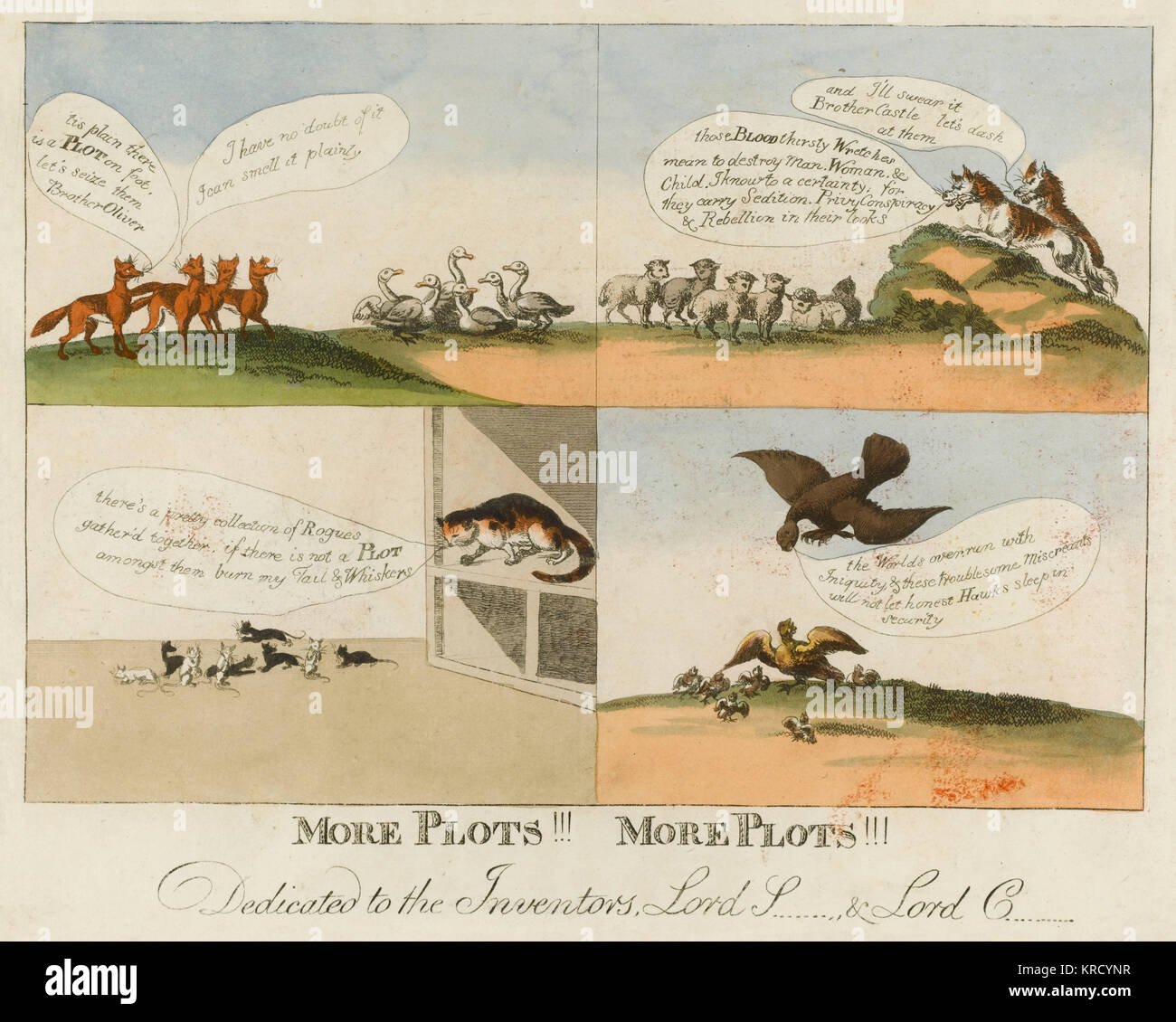 Satirical cartoon, More Plots!!! More Plots!!! Stock Photo - Alamy