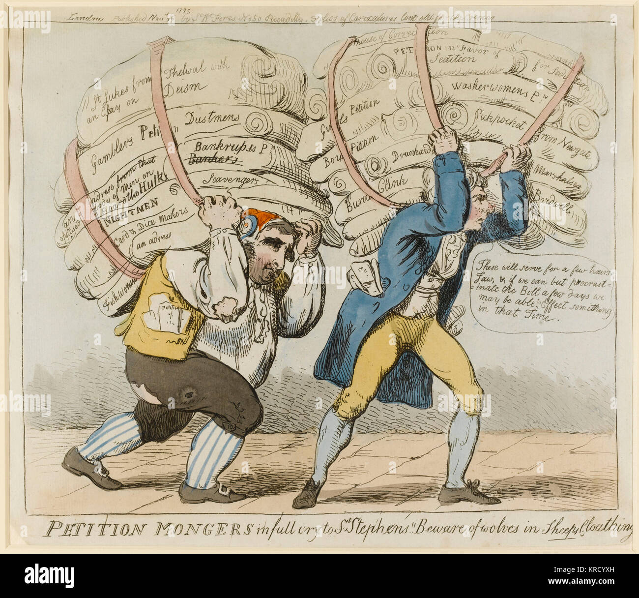 Satirical cartoon, Petition Mongers in full cry Stock Photo - Alamy