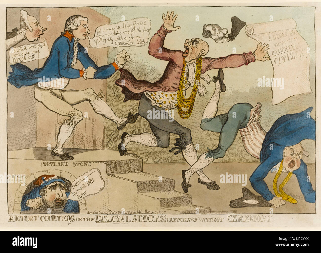 Satirical cartoon, Retort Courteous or the disloyal address Stock Photo ...