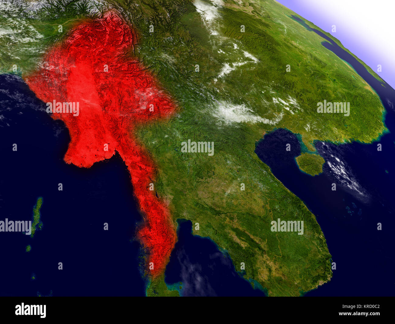 Map myanmar highlighted in red hi-res stock photography and images - Alamy