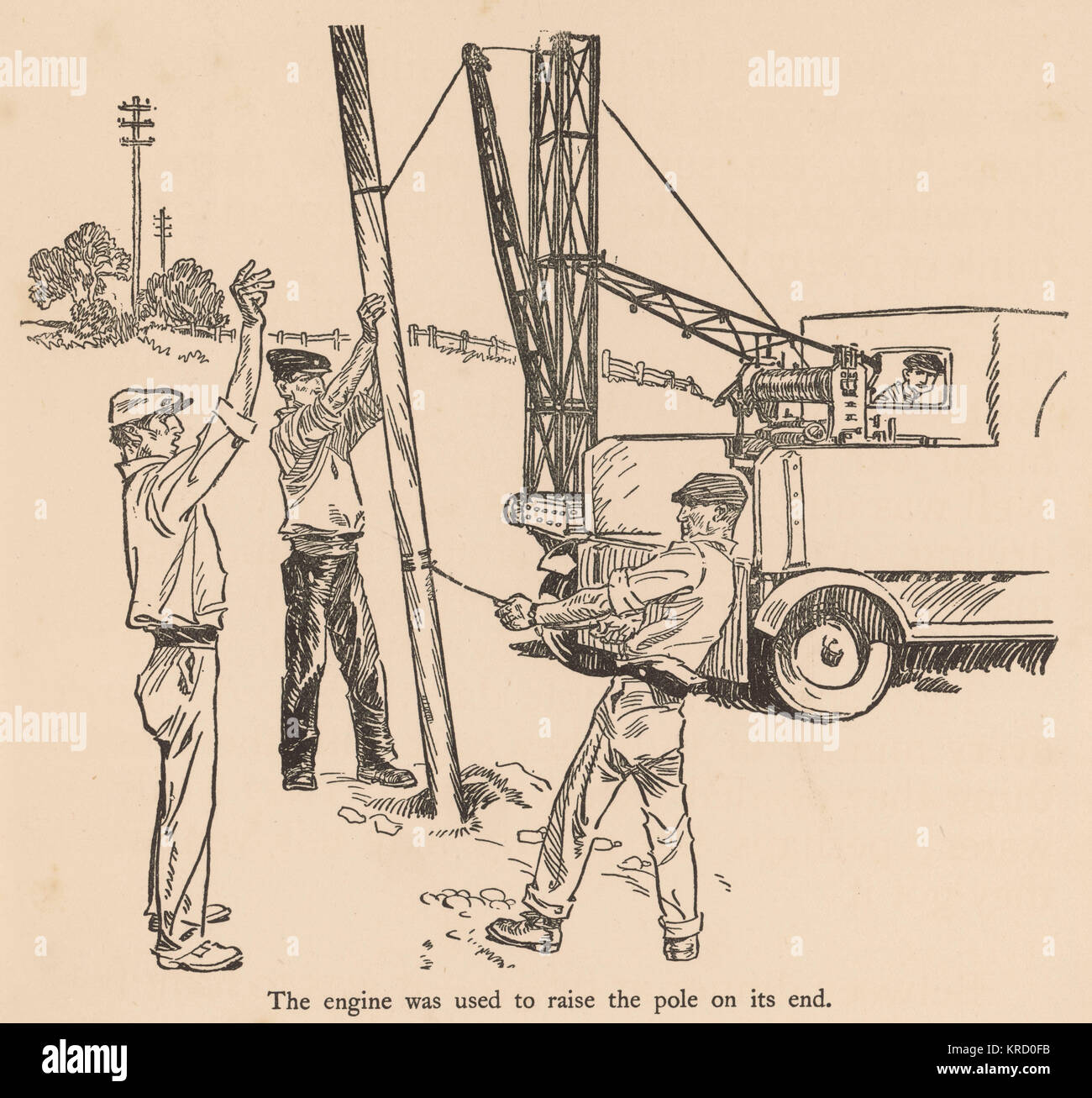 Raising telegraph poles Stock Photo - Alamy