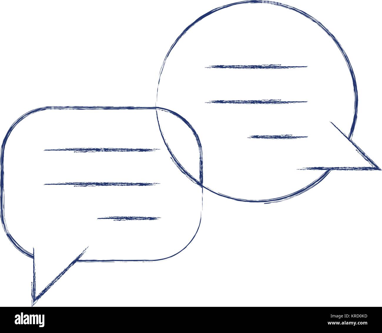 dialogue speech set with tail in dark blue blurred silhouette Stock ...