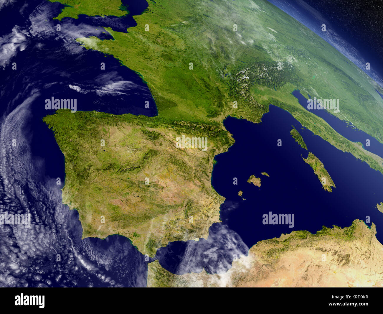 Spain and Portugal from space Stock Photo - Alamy