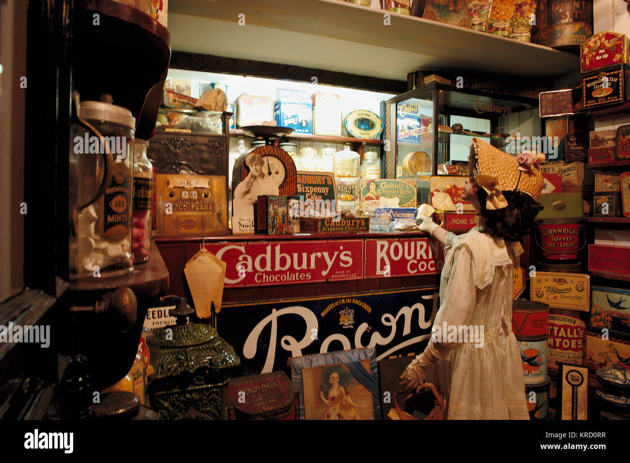 The interior of a Victorian sweet shop in the Bygones Museum at Torquay ...