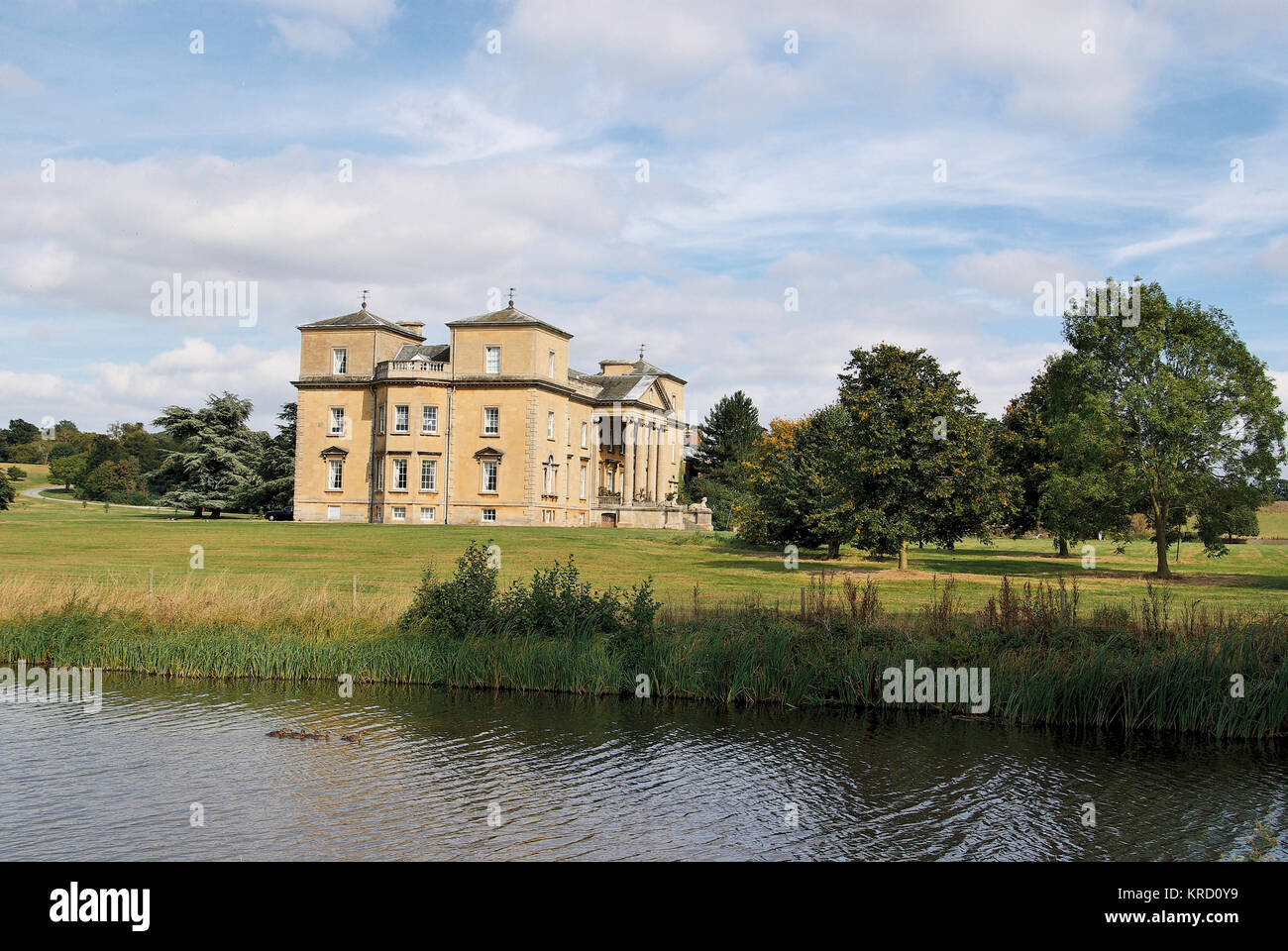 Croome Court, near Besford, Worcestershire, viewed across the lake. The ...