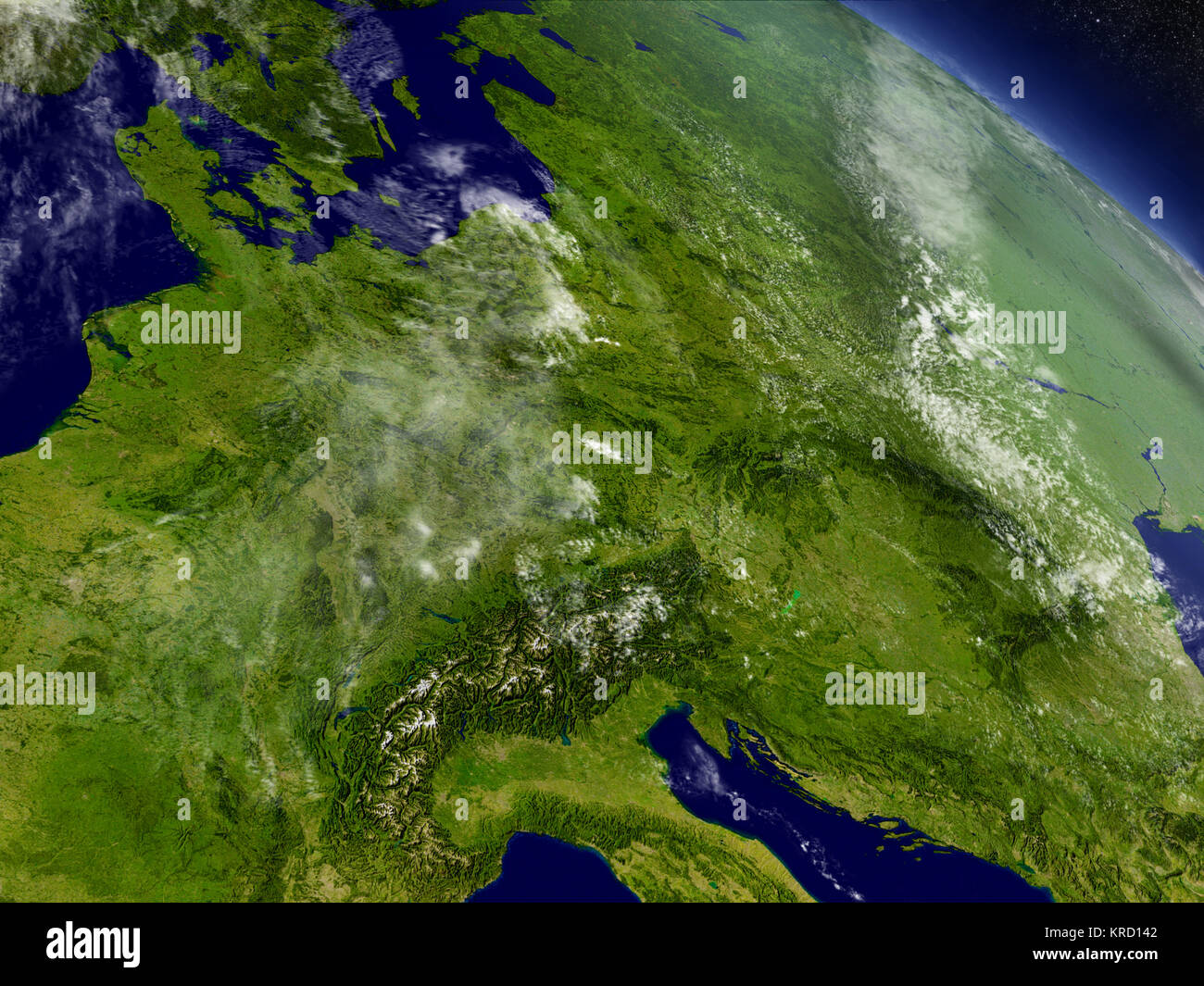 Central Europe from space Stock Photo - Alamy