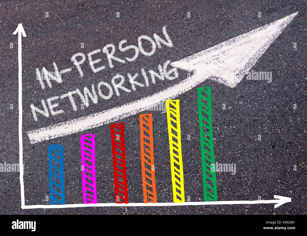 IN-PERSON NETWORKING written over colorful graph and rising arrow Stock ...