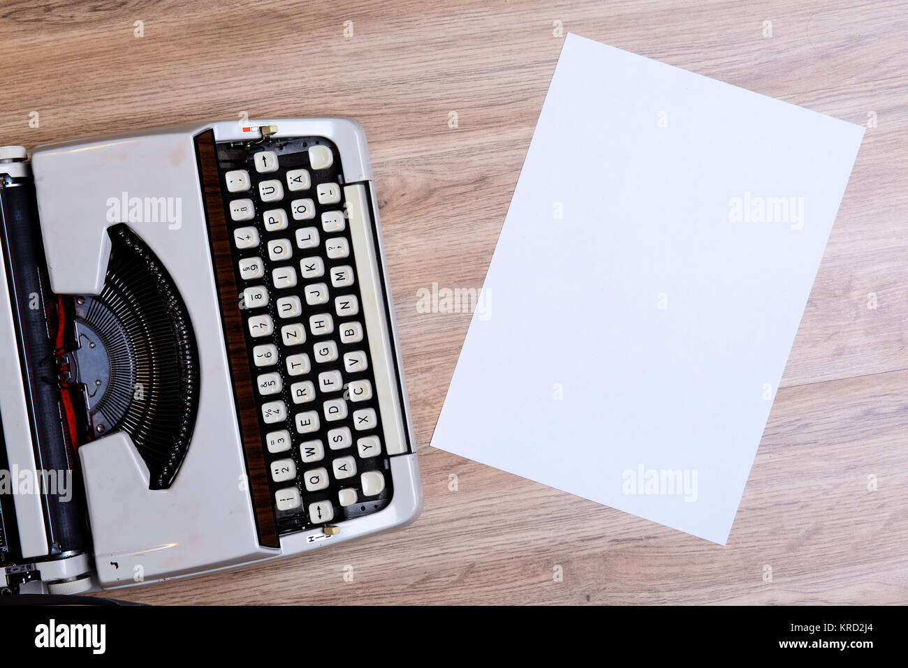 old typewriter on wooden ground from above Stock Photo - Alamy
