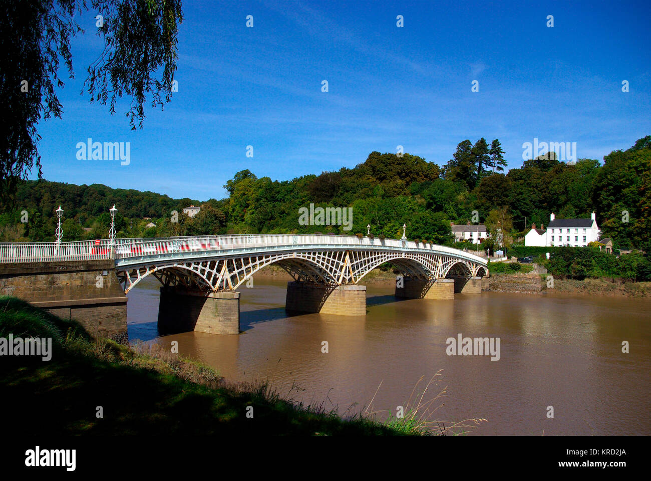 View of Chepstow Bridge over the River Wye, linking Monmouthshire and ...