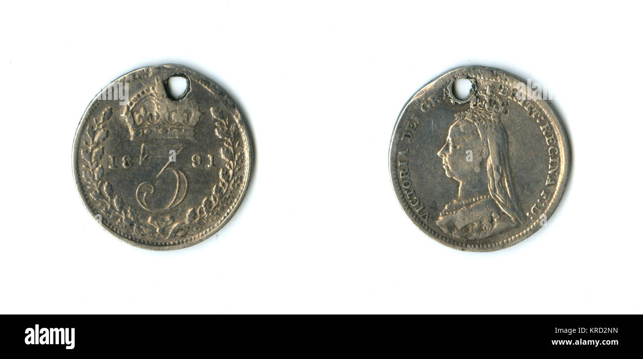 British coin, Queen Victoria silver threepenny bit Stock Photo - Alamy