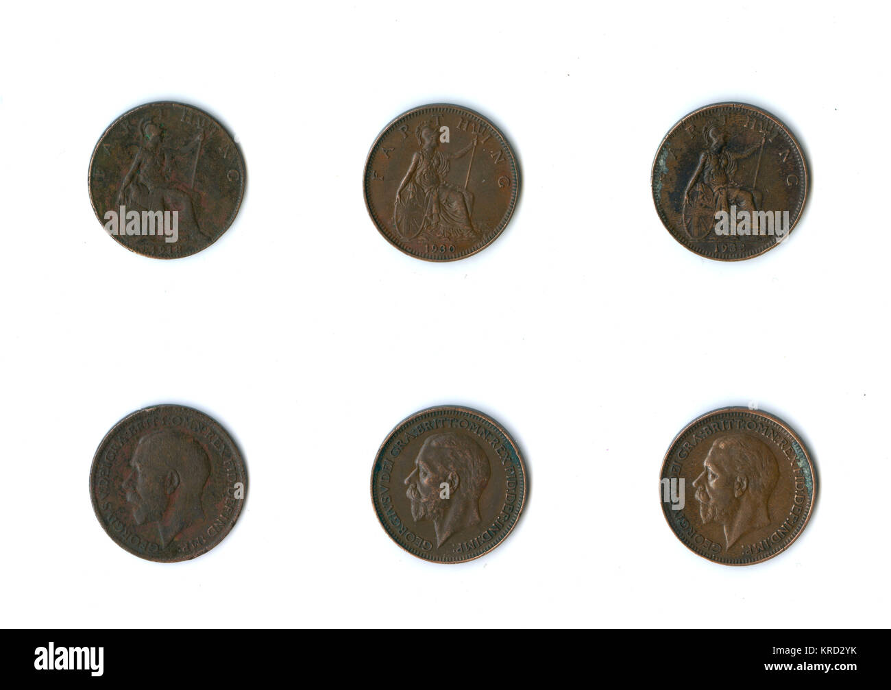 British coins, three George V farthings Stock Photo - Alamy