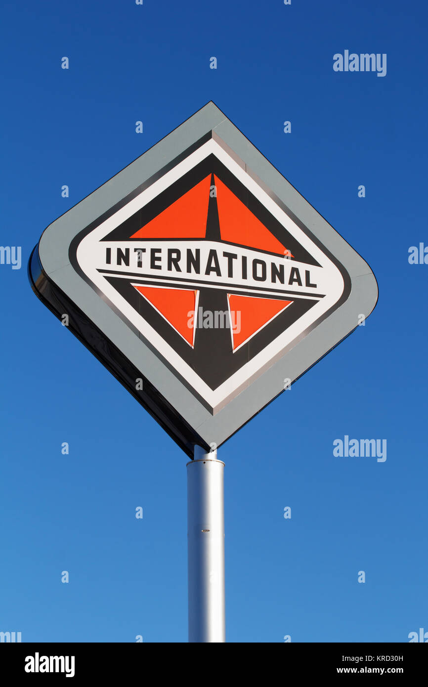 TRURO, CANADA - DECEMBER 17, 2017: Navistar International sign ...