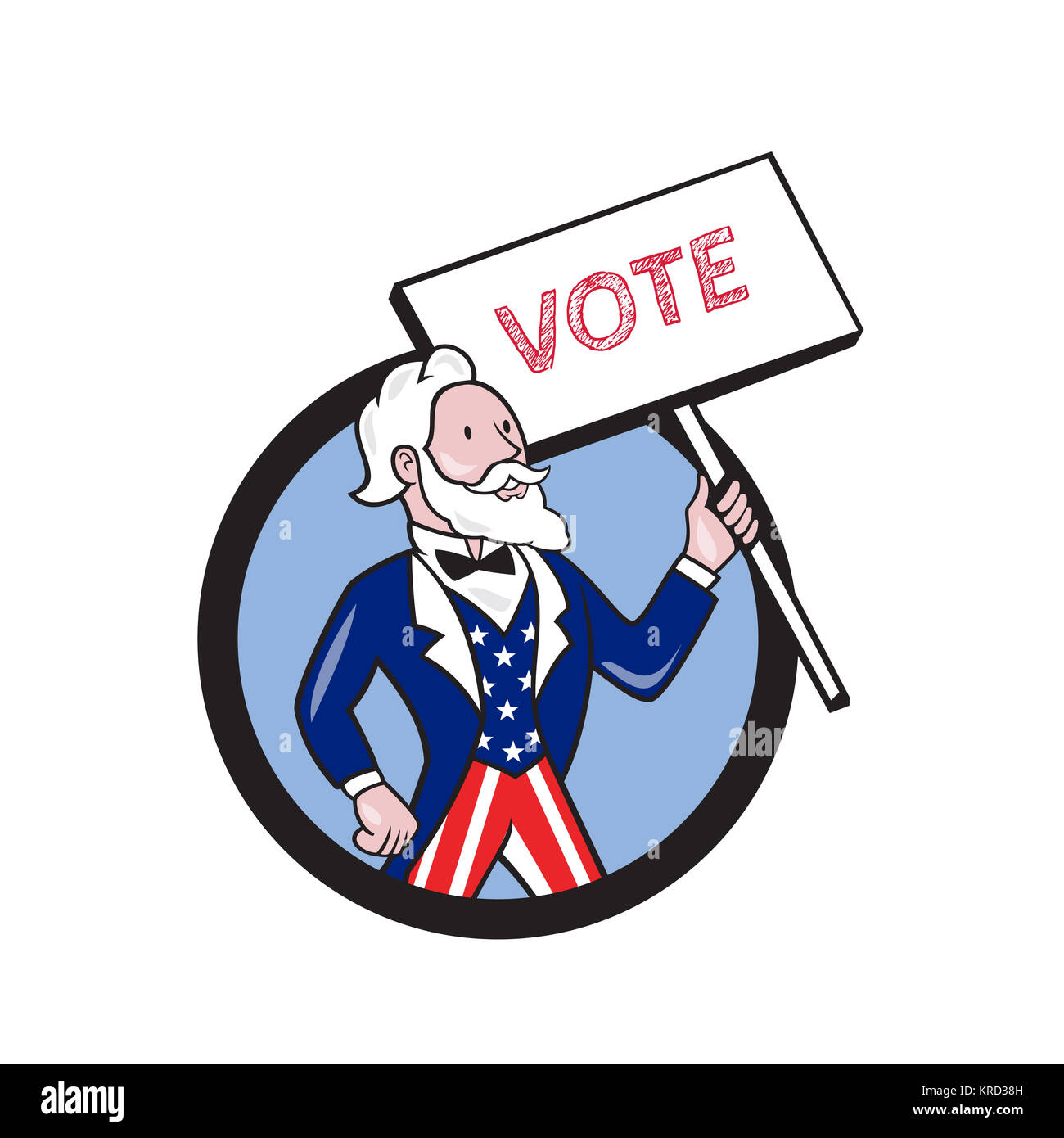 Uncle Sam Holding Placard Vote Circle Cartoon Stock Photo - Alamy
