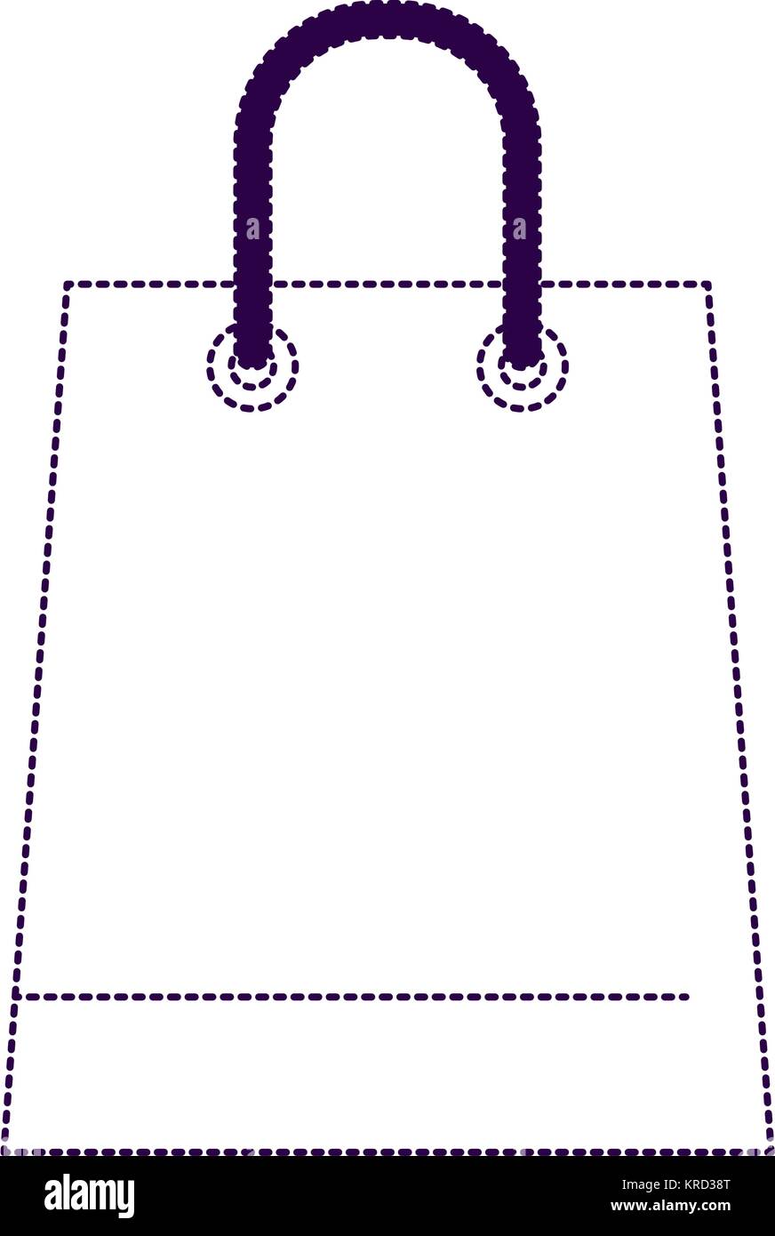trapezoid shopping bag icon with handle in purple dotted silhouette ...