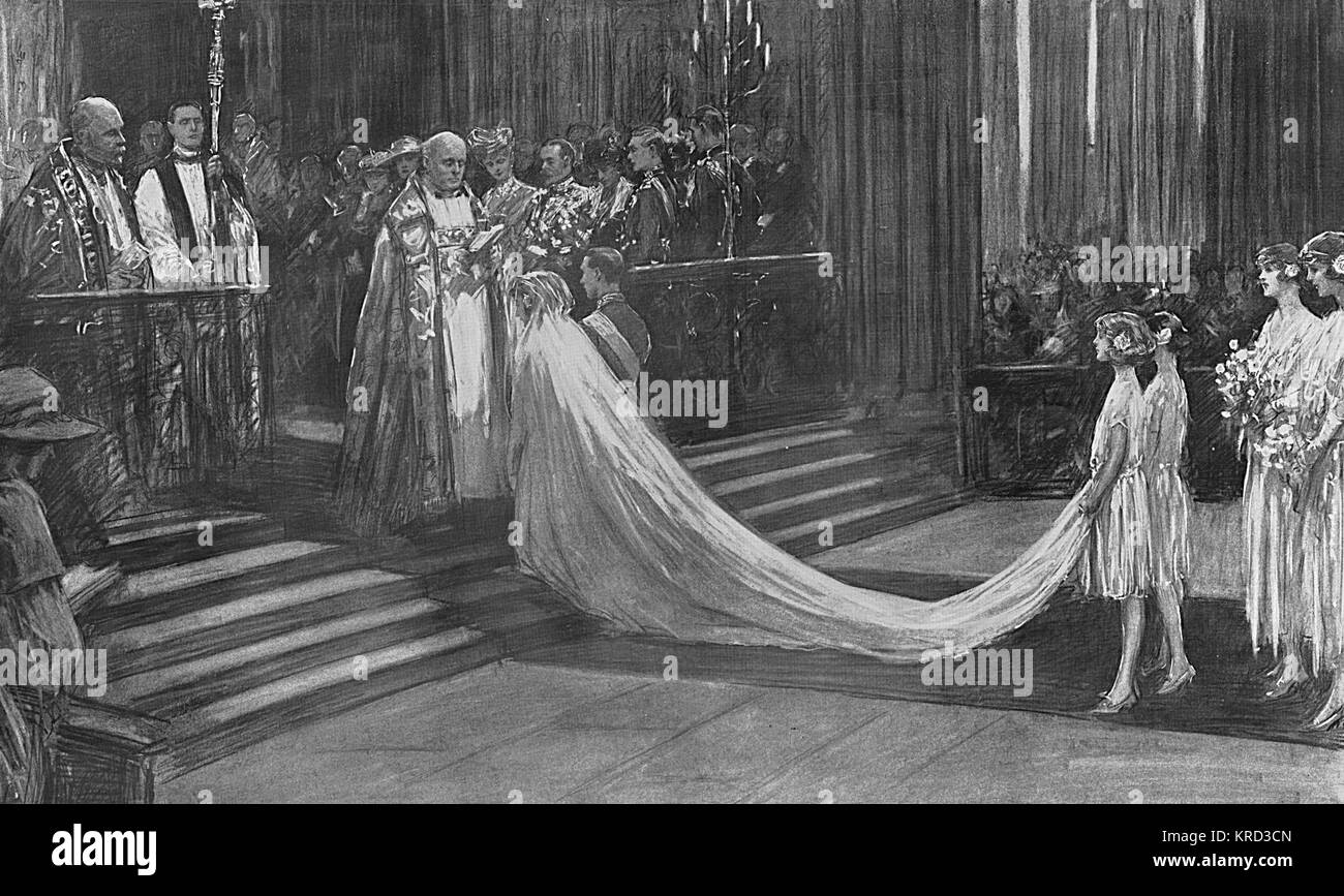Duke of york and lady elizabeth bowes lyon wedding hi-res stock ...