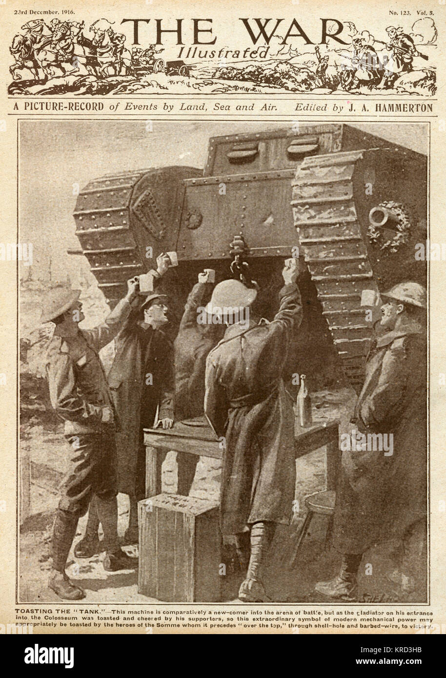 Toasting the tank, Christmas 1916 Stock Photo - Alamy