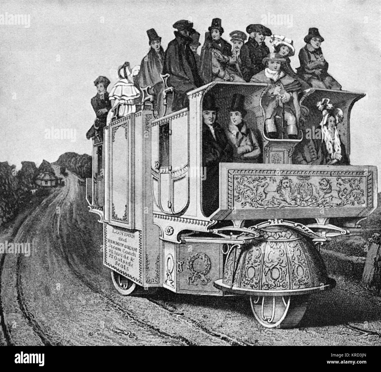 William Church's steam road carriage, 1835 Stock Photo - Alamy
