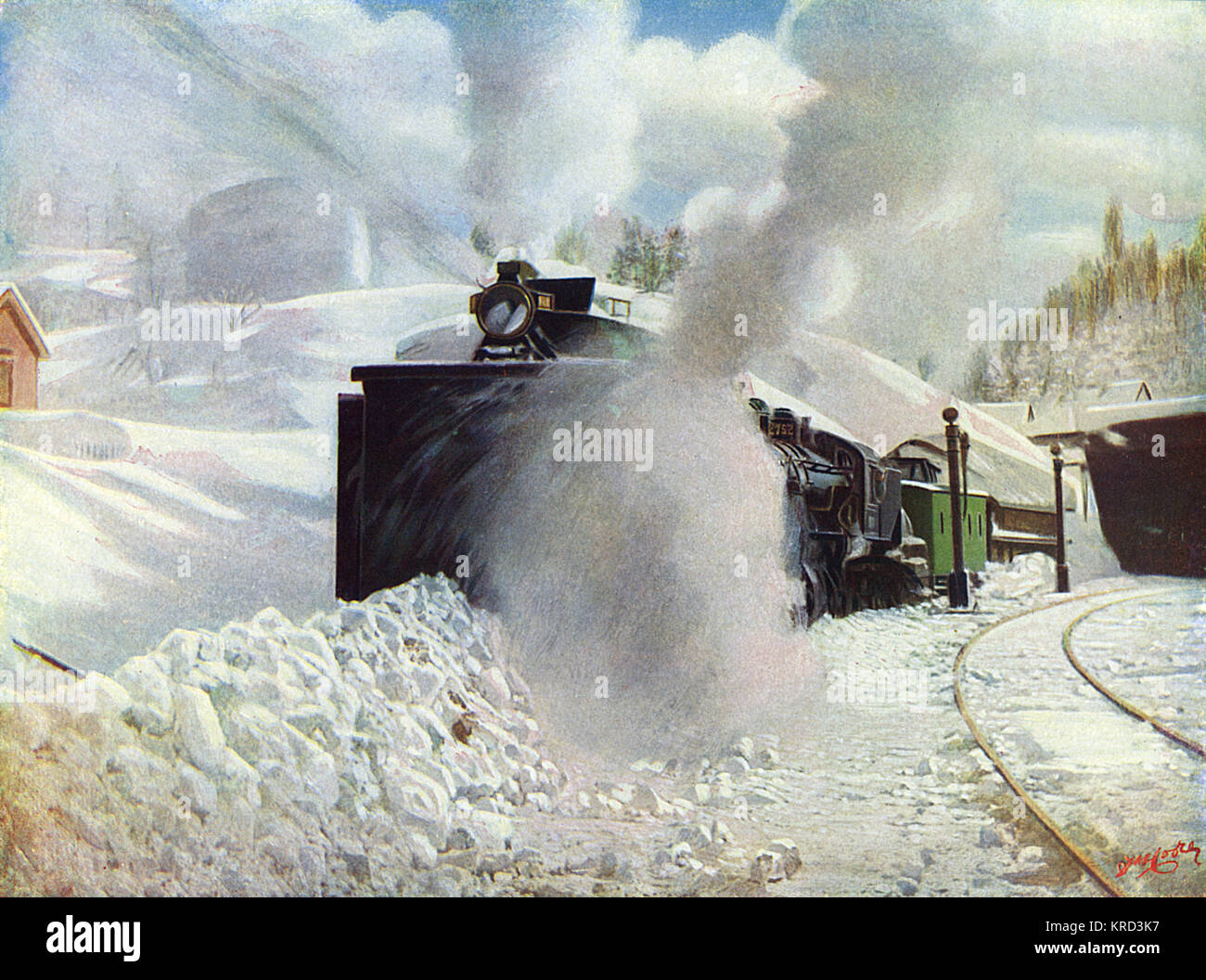 Train with snow plough at Blue Canyon, California Stock Photo - Alamy